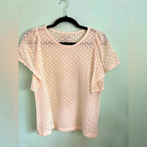 Madewell | Tops | Madewell Thread Texture Lace Blouse With Flutter ...